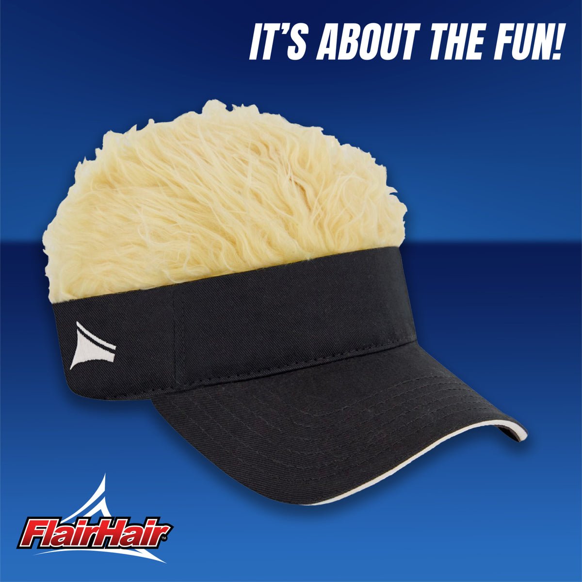 Flair Hair Sun Visor Cap with Fake, Blonde Hair with Black Adjustable ...